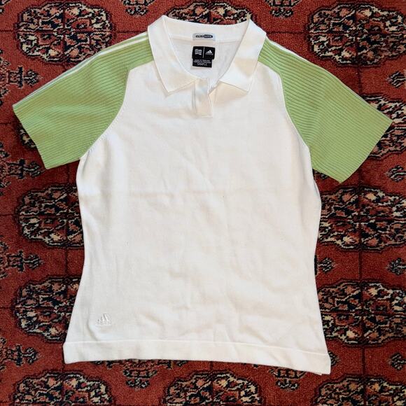 adidas | Tops | Adidas Womens Sm Super Soft Knit White Polo W Green ...